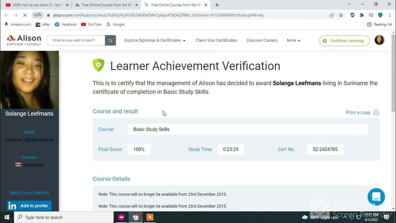 How to print your free Learner Achievement Verification certificate ...