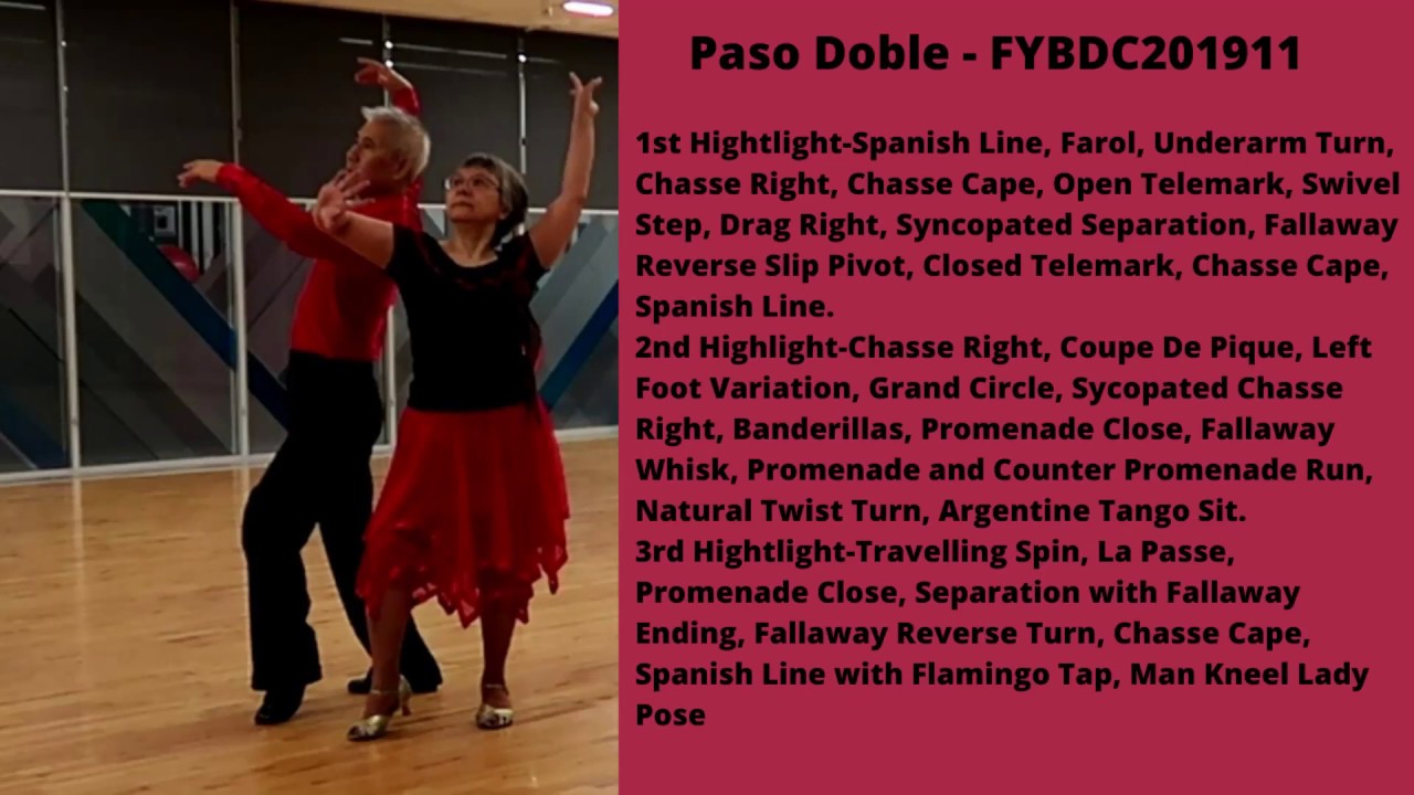 Paso Doble 2 min routine - Spanish Line, Argentine Tango Sit, Man Kneel Lady Pose, 201911 - YouTube