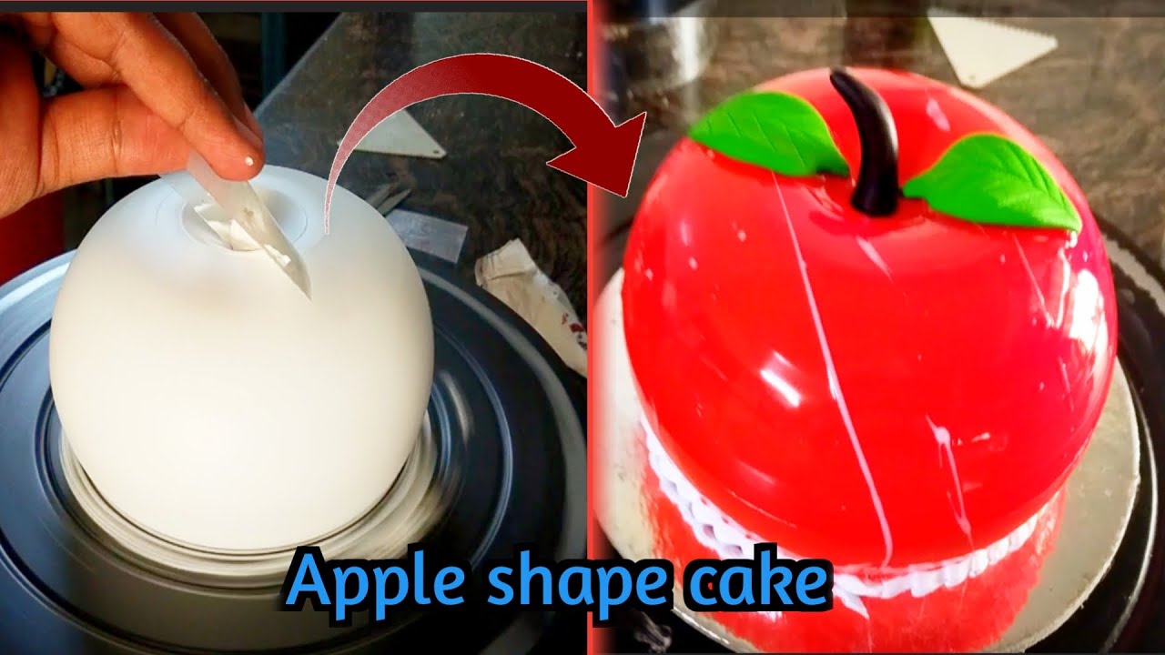 apple shaped mousse cake || apple shaped cake decorating || bakery ...