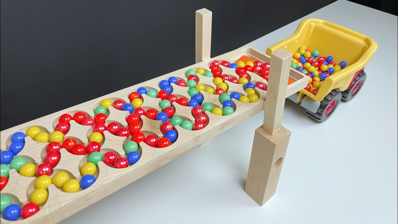 Marble Run Race Maze ASMR, Haba Course with Handmade Wooden Track ...