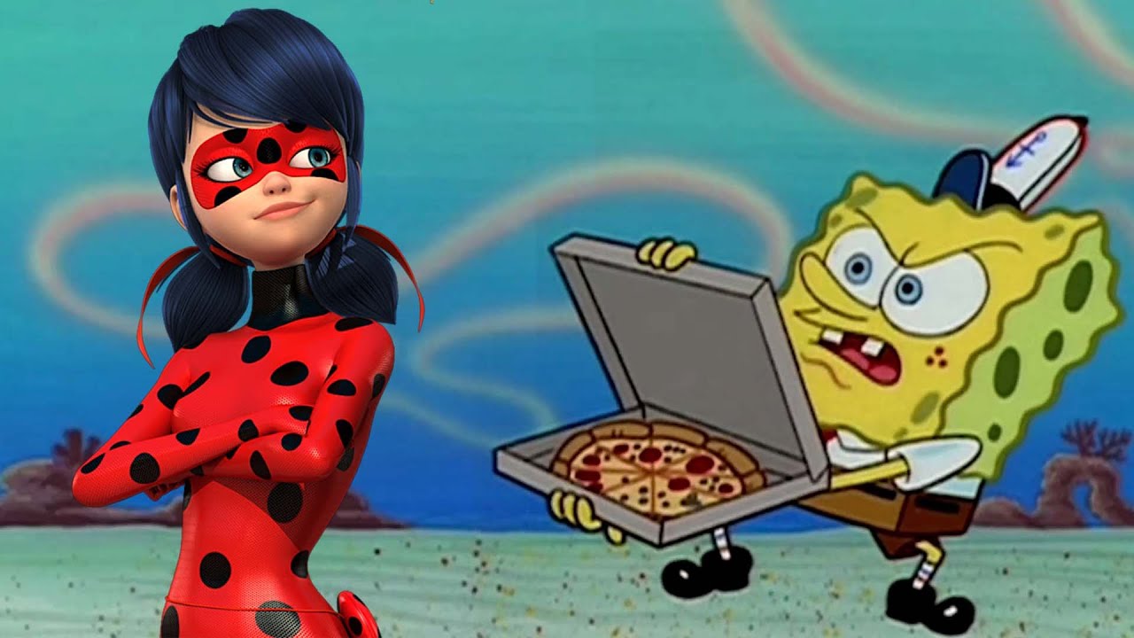 Miraculous Ladybug trying to get a pizza from Spongebob - YouTube