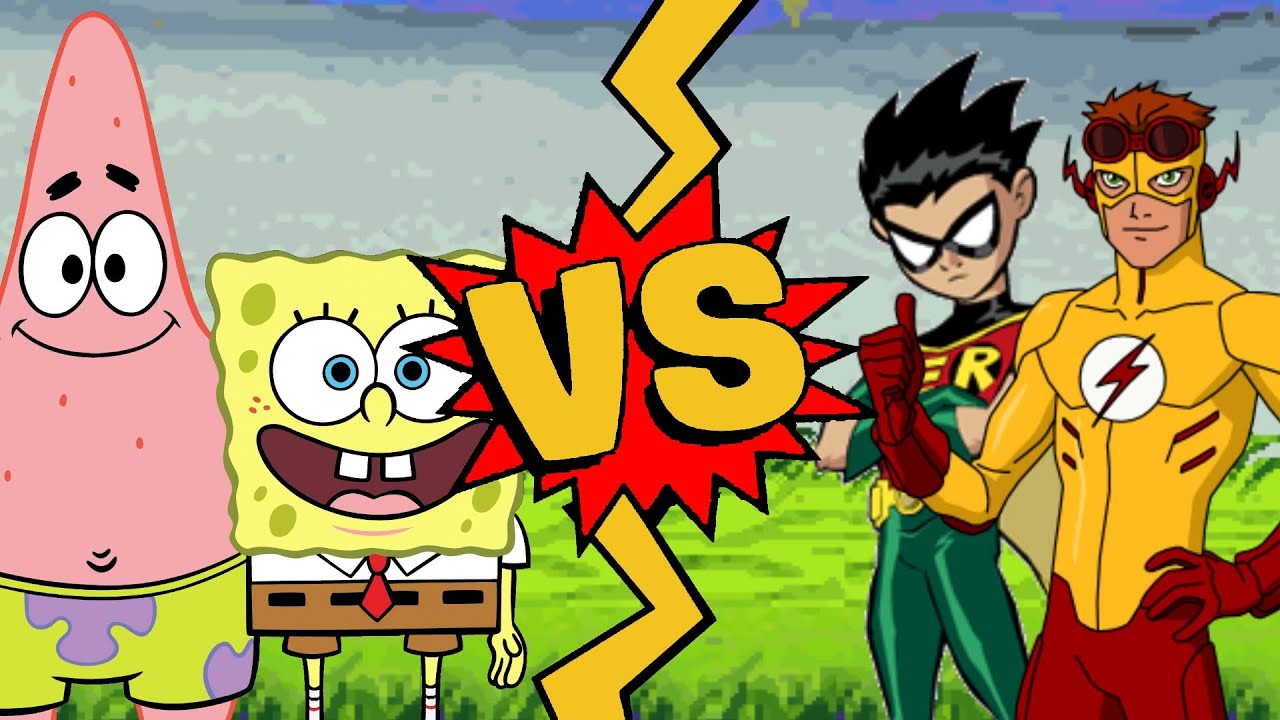 M.U.G.E.N Battles | SpongeBob/Patrick Star vs Kid Flash/Robin - YouTube