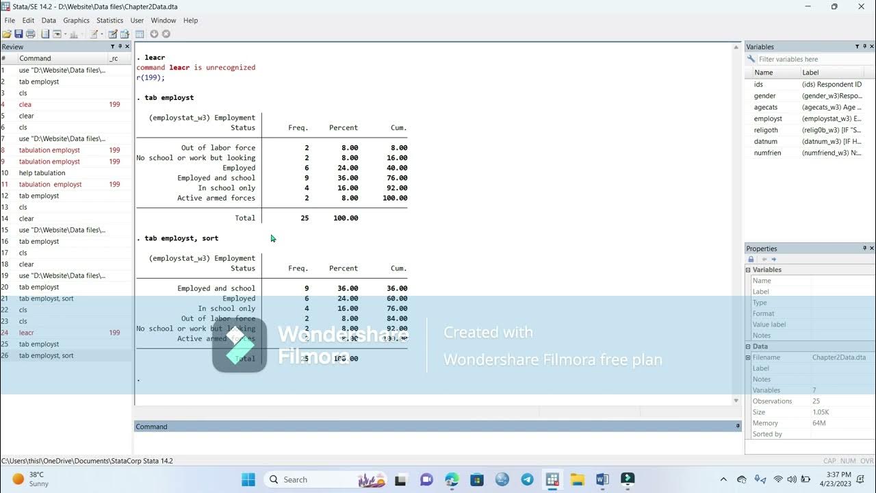 Statabeginnertab Command And Sort Youtube
