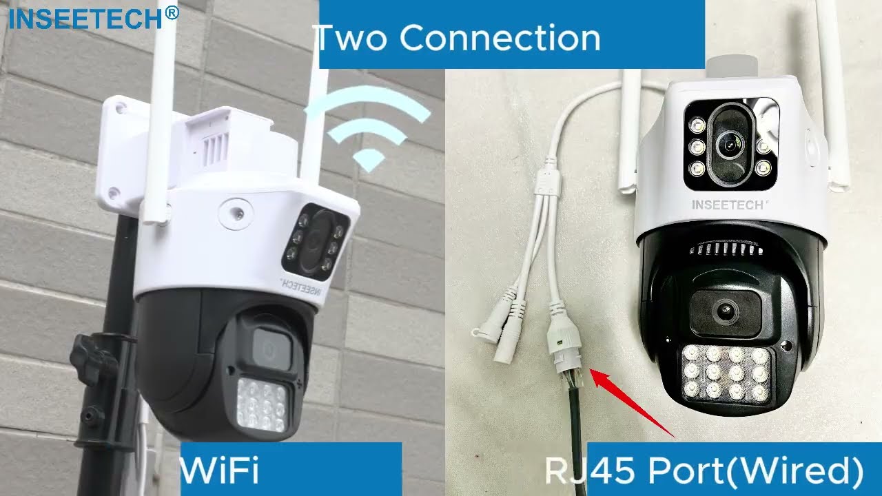 Dual Lens Security Camera Outdoor, WiFi & Wired PTZ Security Camera ...