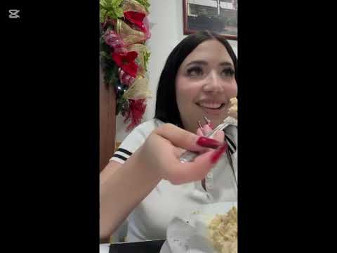 Public belly stuffing girl
