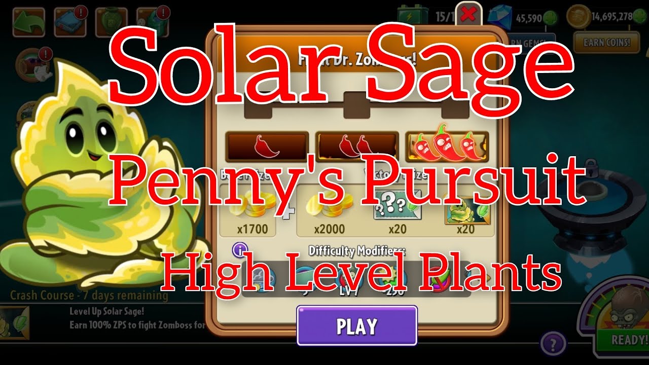 Solar Sage,Penny's Pursuit High Level Plants,Plants vs Zombies 2 - YouTube