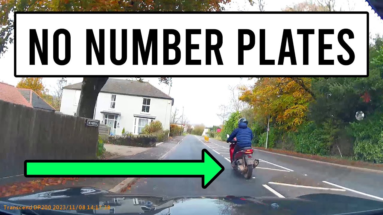 Illegal Motorcyclist with No Number Plates Dangerously Overtakes And ...