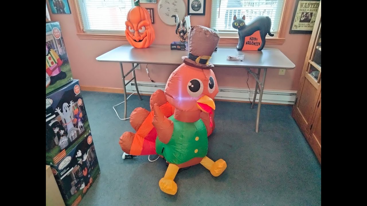 NEW FOR 2022 Gemmy Thanksgiving Airblown Inflatable 3.5ft Turkey With ...