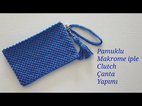 Pamuklu Makrome iple Clutch Çanta Yapımı/Portföy Çanta