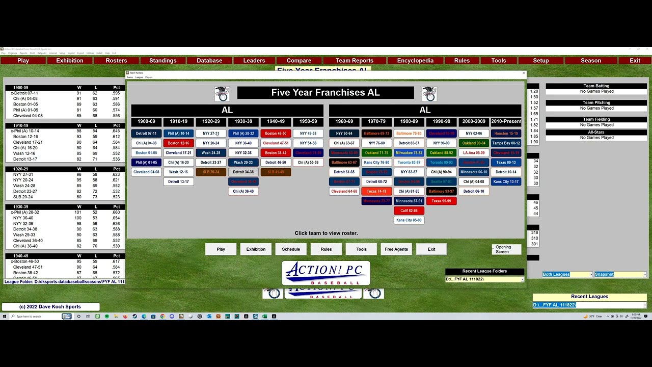 Action PC Baseball Five Year Franchise File - YouTube