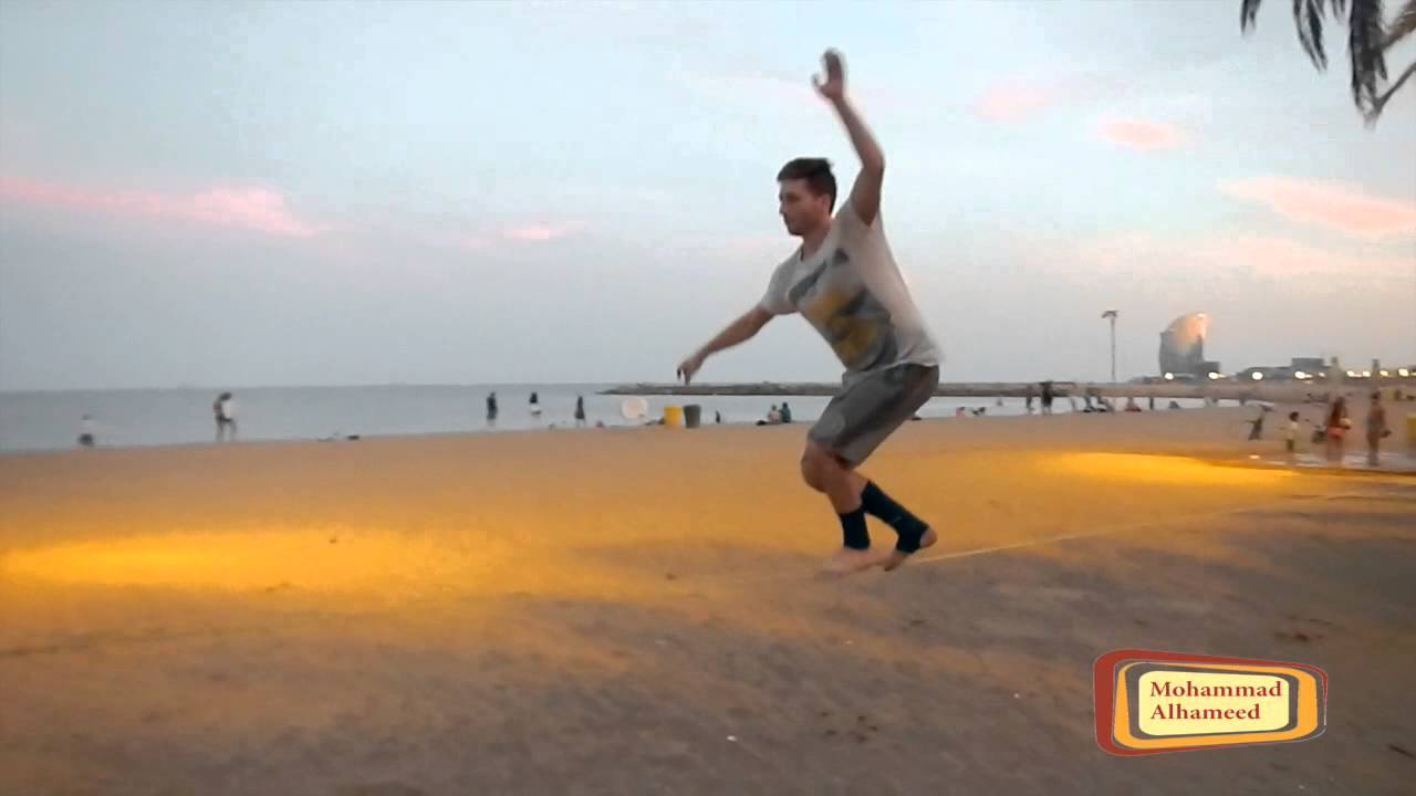 Amazing Slackline Barcelona Beach 2015 - YouTube