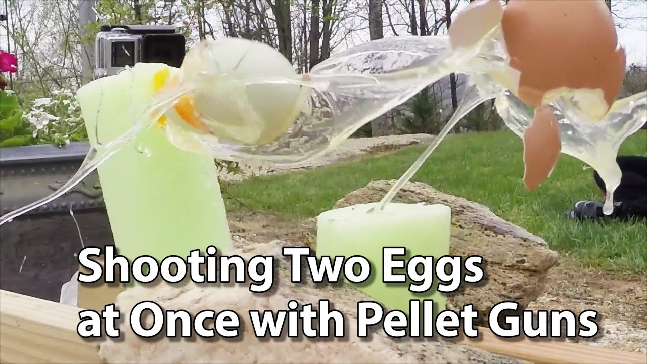 Splattering Two Eggs in Slow Motion - Pellet Gun Shots - YouTube