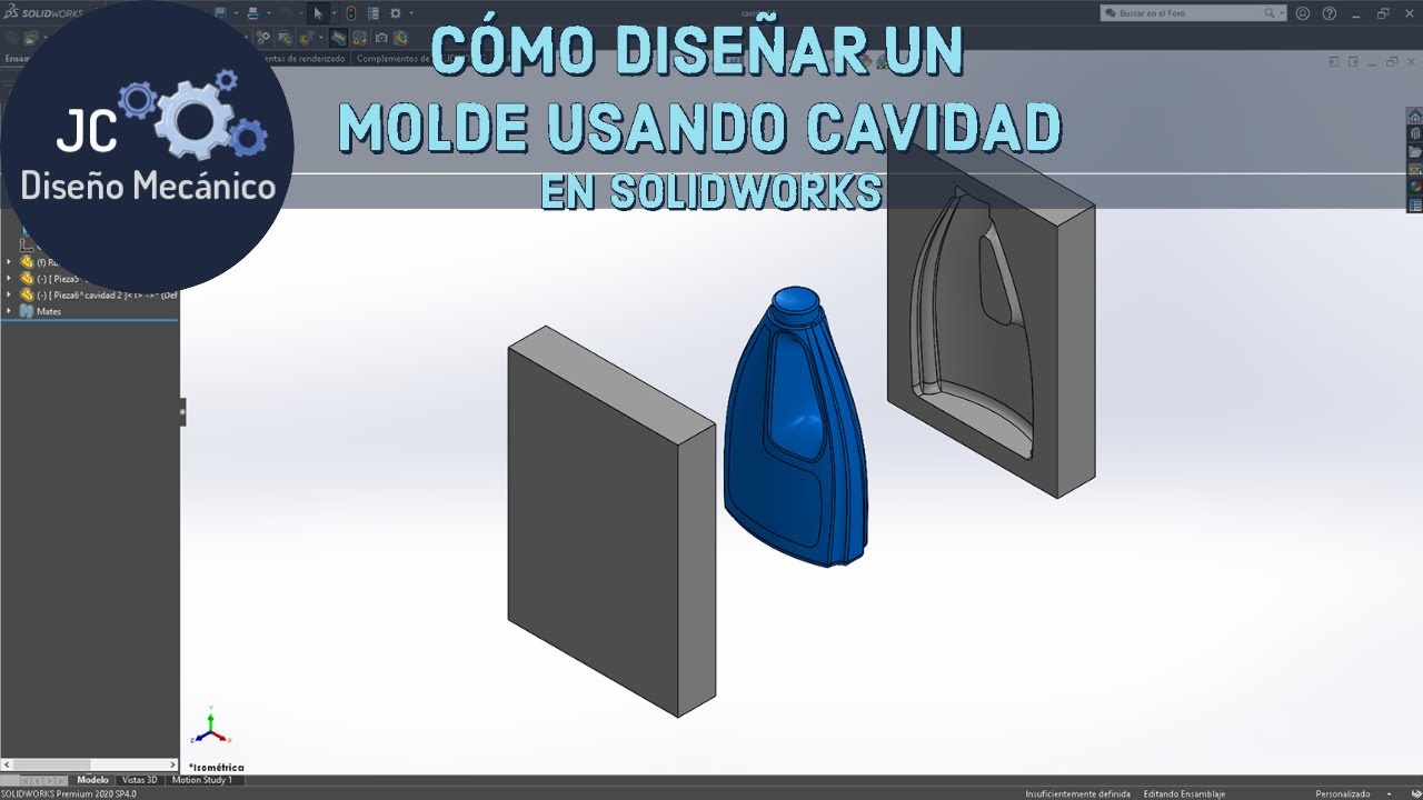 CÓMO DISEÑAR UN MOLDE USANDO #CAVIDAD EN #SOLIDWORKS - YouTube