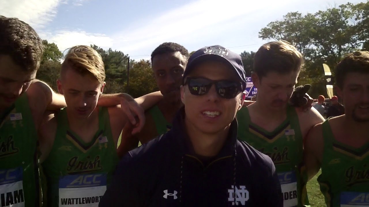 Coach Sean Carlson & the victorious Notre Dame men at 2018 ACC XC ...