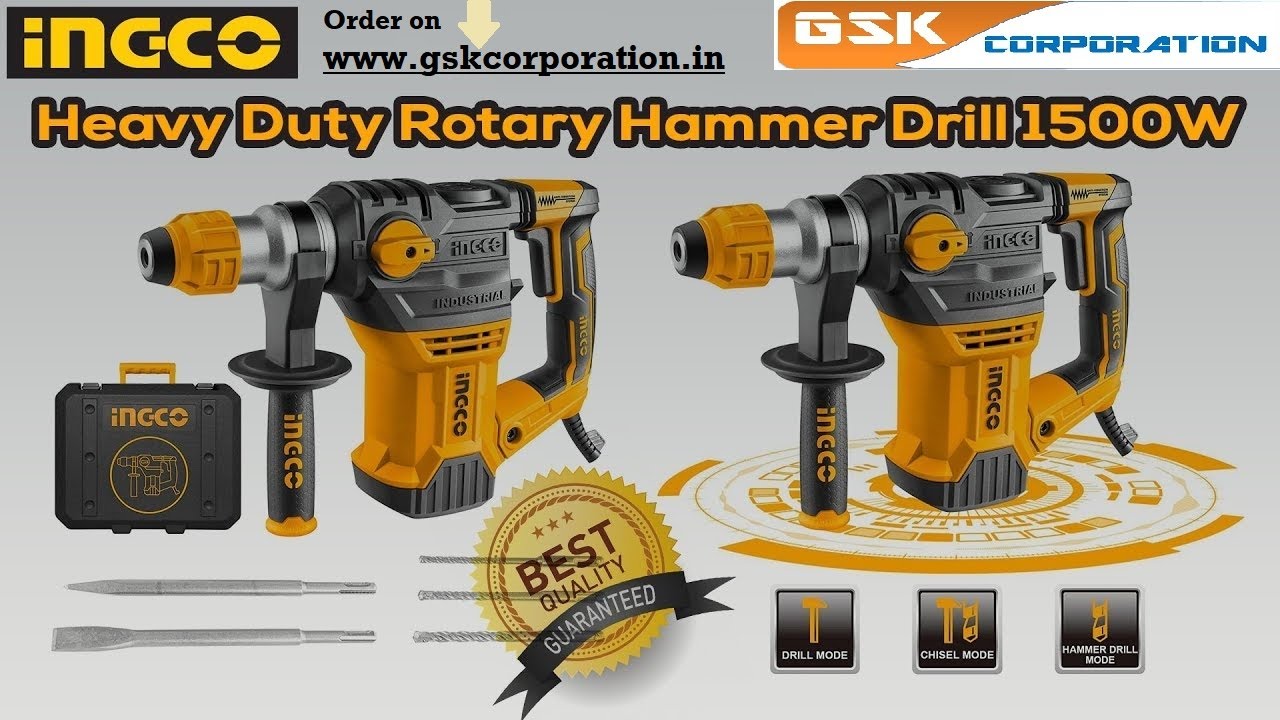 INGCO Heavy Duty Rotary Hammer Drill RH10508 (1050W) - YouTube