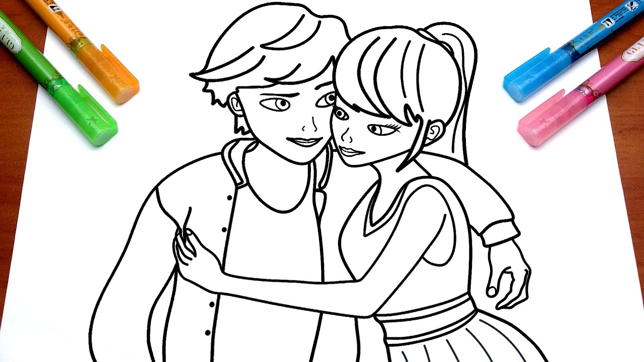 How To Color Marinette & Adrien Love | Coloring Miraculous - YouTube