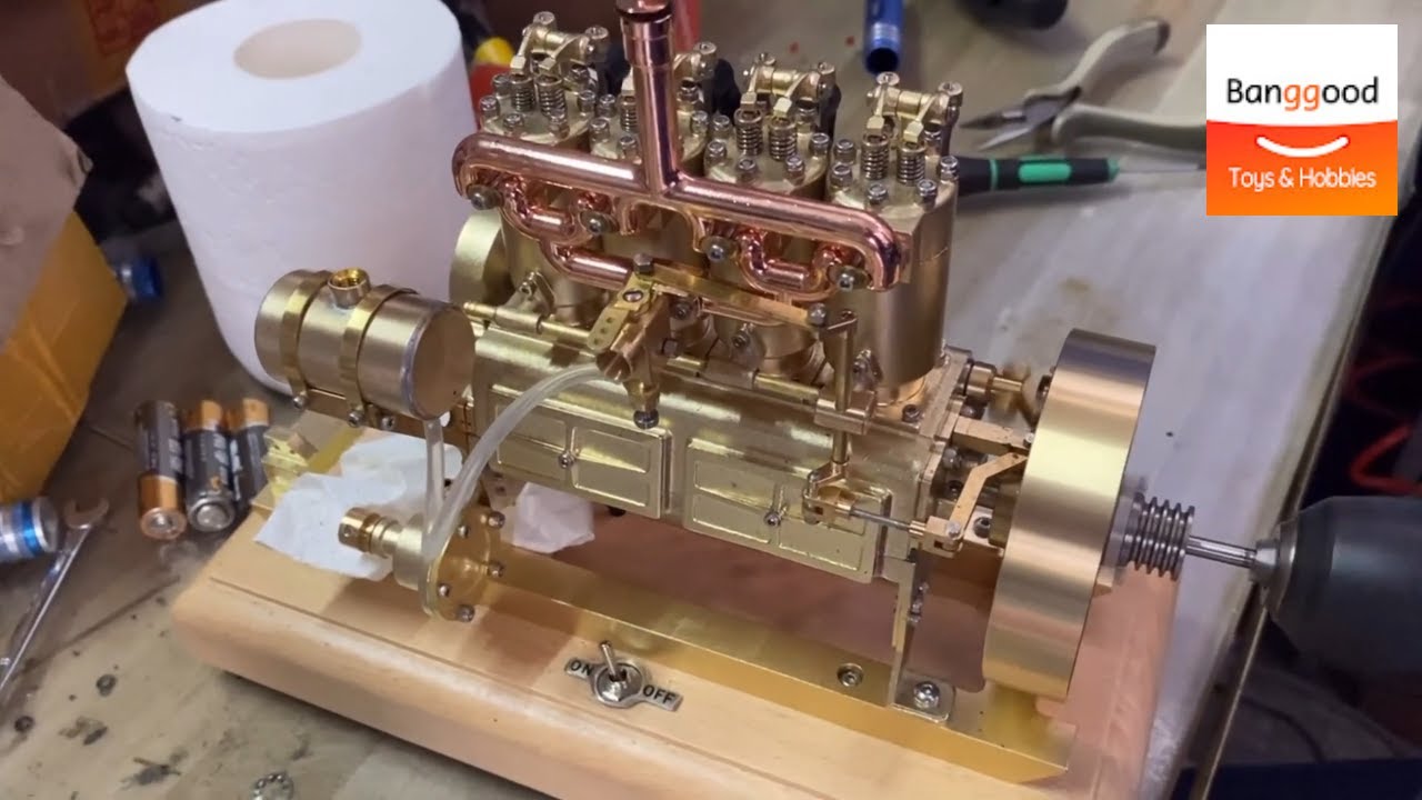 Four-cylinder Gasoline Engine Model (H75 Vertical) - Banggood Toy - YouTube