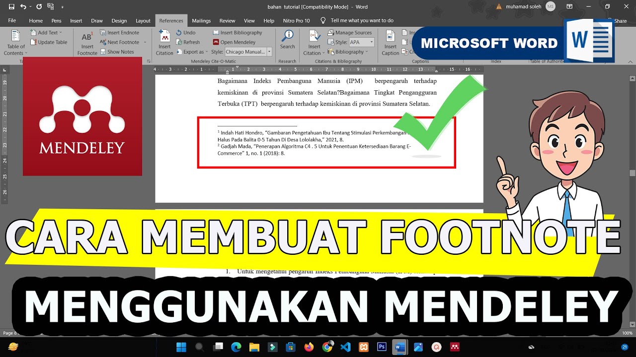 CARA MEMBUAT FOOTNOTE DI WORD MENGGUNAKAN MENDELEY - YouTube