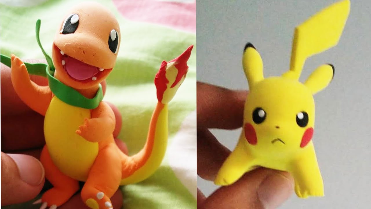 Pokémon Clay Art - Pikachu，Charmander & Eevee - YouTube
