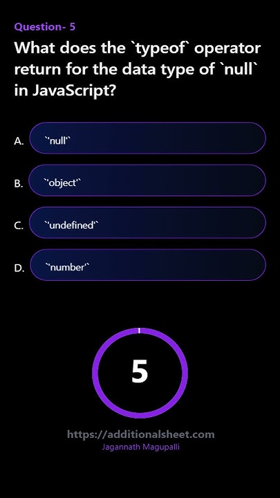 What does the typeof operator return for the data type of null in JavaScript - YouTube