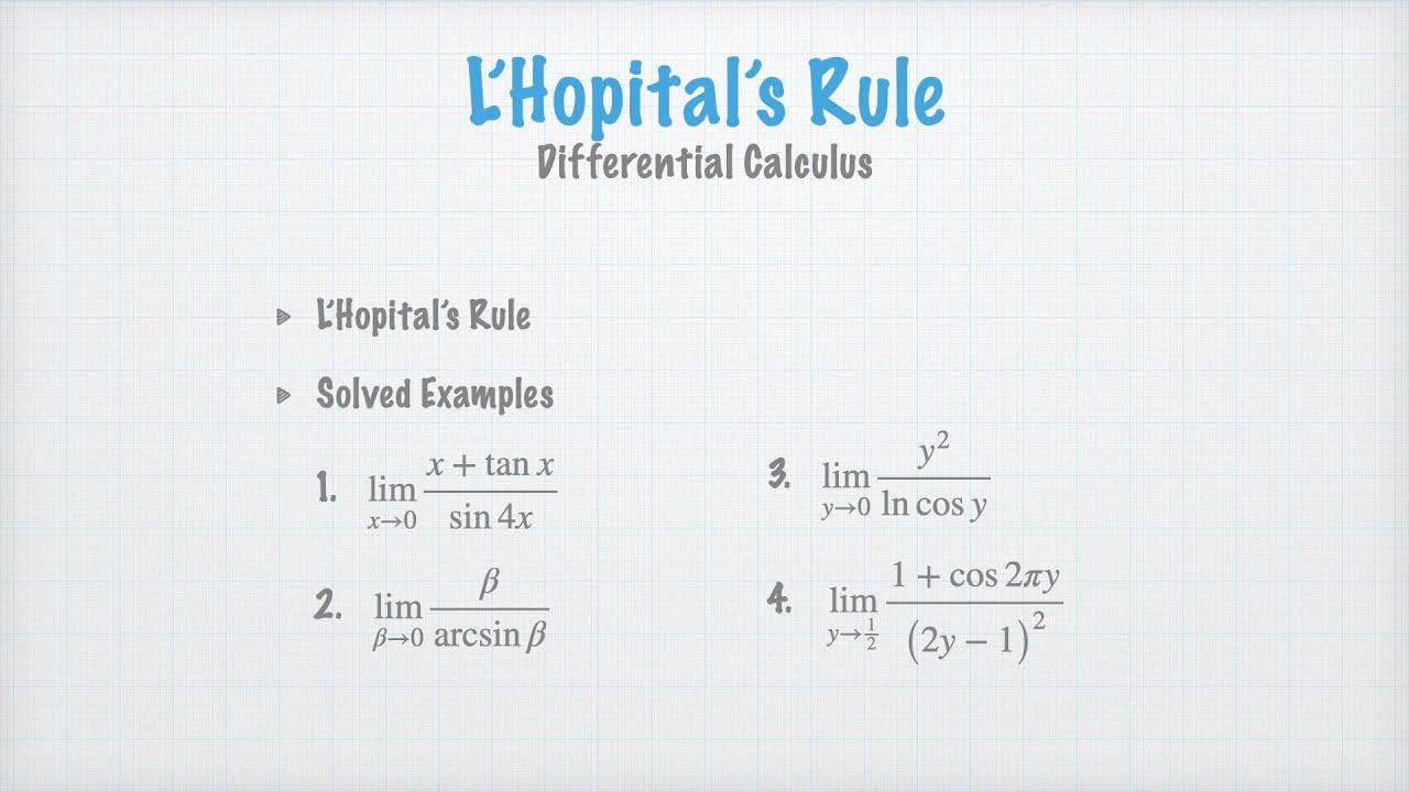 Differential Calculus_L'Hopital's Rule HD 1080p - YouTube