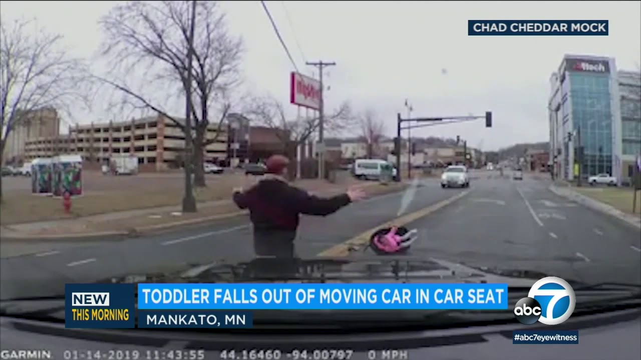 SHOCKING VIDEO: Toddler falls out of moving car in car seat | ABC7 ...