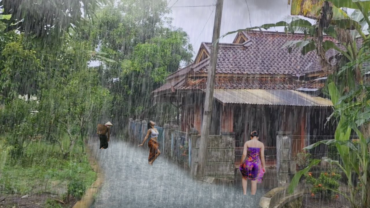 Walking in the Super Heavy Rain in the Mountain Village | Best Heavy ...