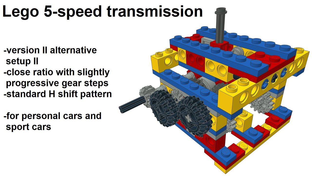 Lego 5-speed gearbox version II alternative setup II - YouTube