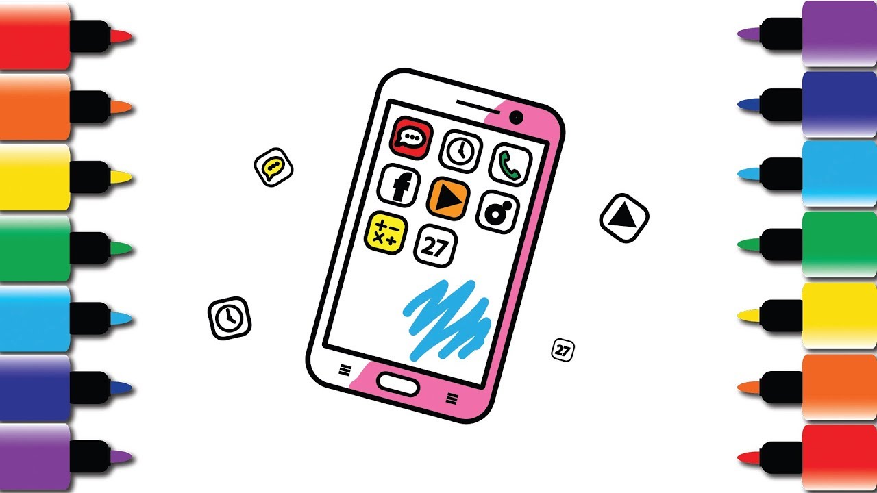 How to draw Cell phone | Drawing and Colouring video fun - YouTube