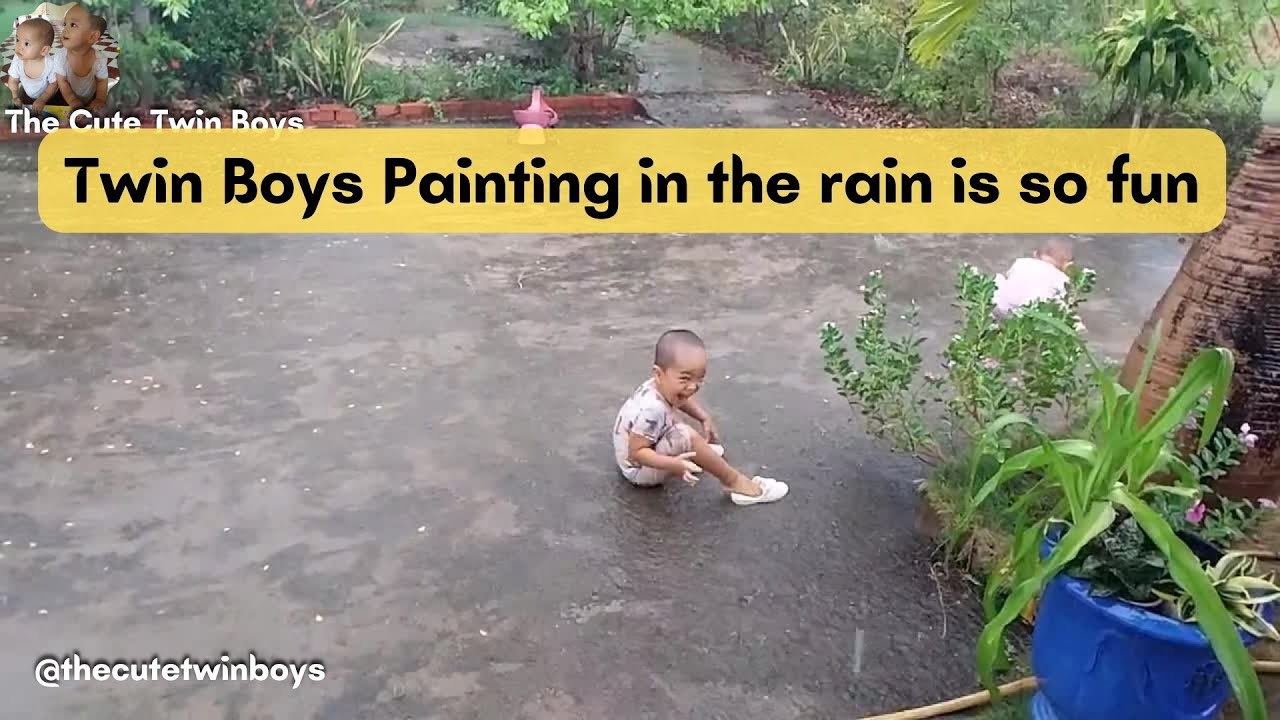The Cute Twin Boys Painting in the rain is SO FUN #cutebabycountryside ...