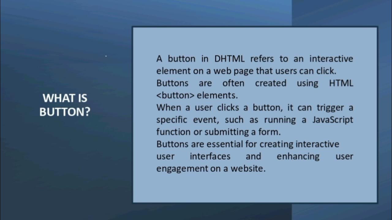 creating buttons and events using dhtml - YouTube