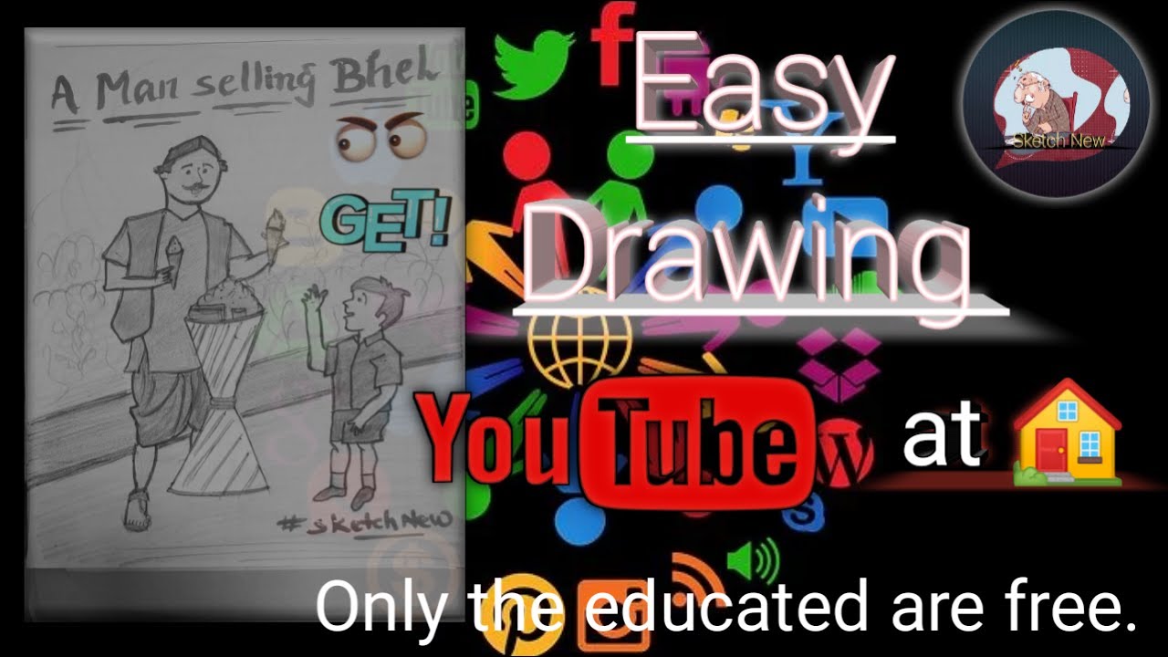 Easy drawing at Home step by step // HOW TO DRAW a man selling bhel ...