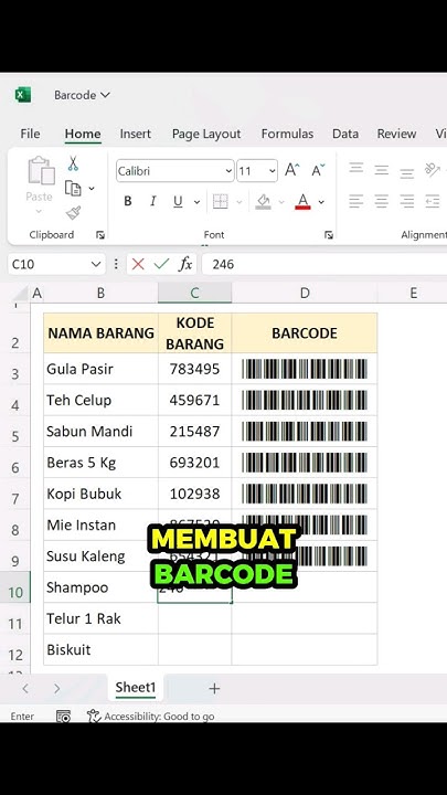 MAHIR EXCEL: Membuat Barcode dengan Mudah! #belajarexcel #exceltips #excelhacks #tutorialexcel ...