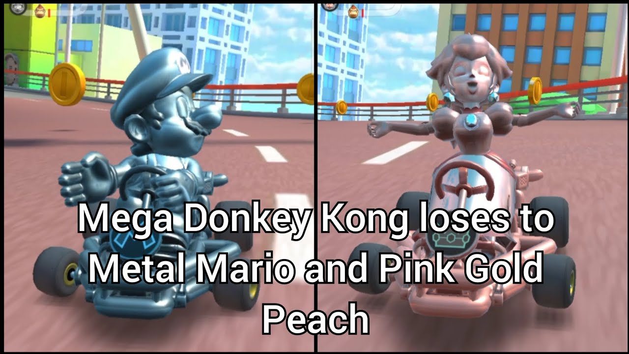 Mega Donkey Kong loses to Metal Mario and Pink Gold Peach in Tokyo Blur ...
