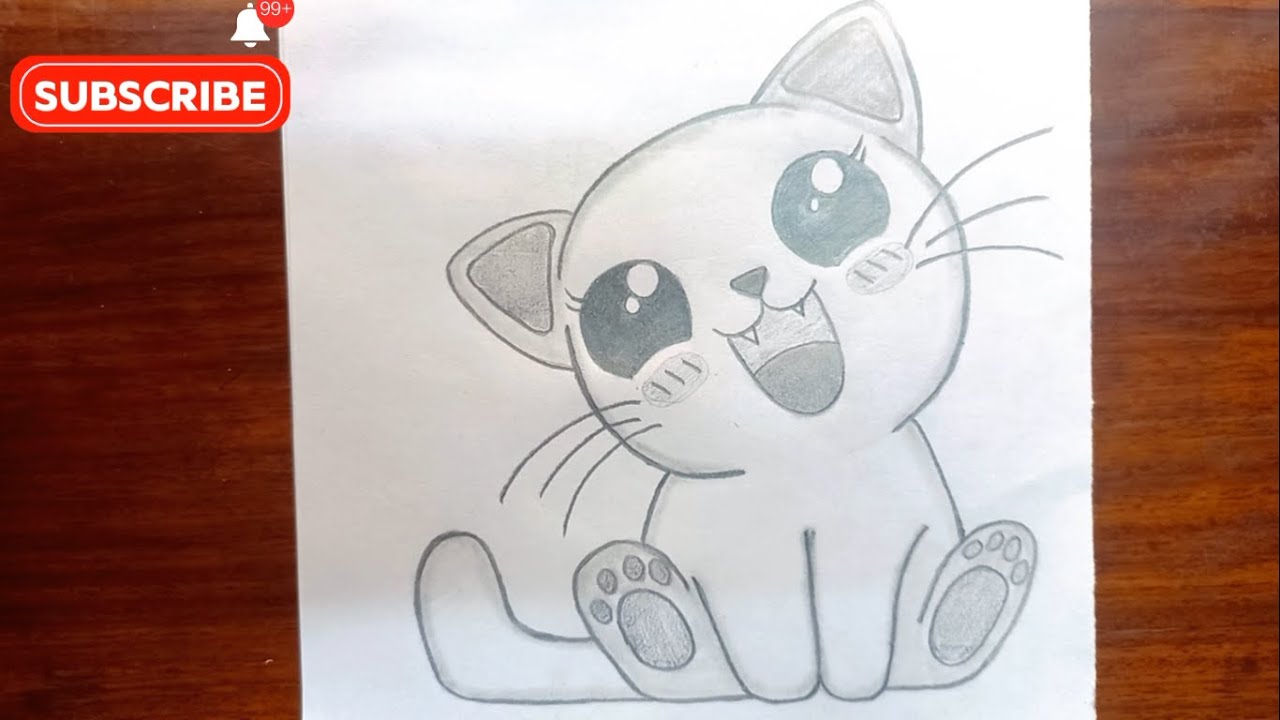 HOW TO DRAW A CUTE BABY KITTEN (Easy) || cute cat drawing (easy) - YouTube