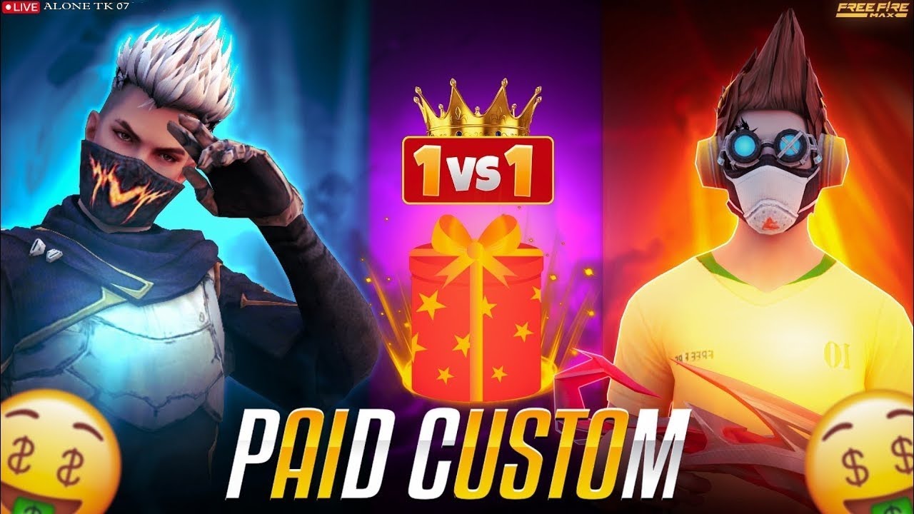 LIVE FREE FIRE PAID CUSTOM || WIN 80 RUPEES IN EVERY MATCH | LIVE 1V1 ...