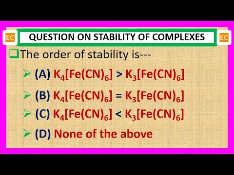 OQV NO – 55 Stability of complexes such as K4[Fe(CN)6] and K3[Fe(CN)6]. - YouTube