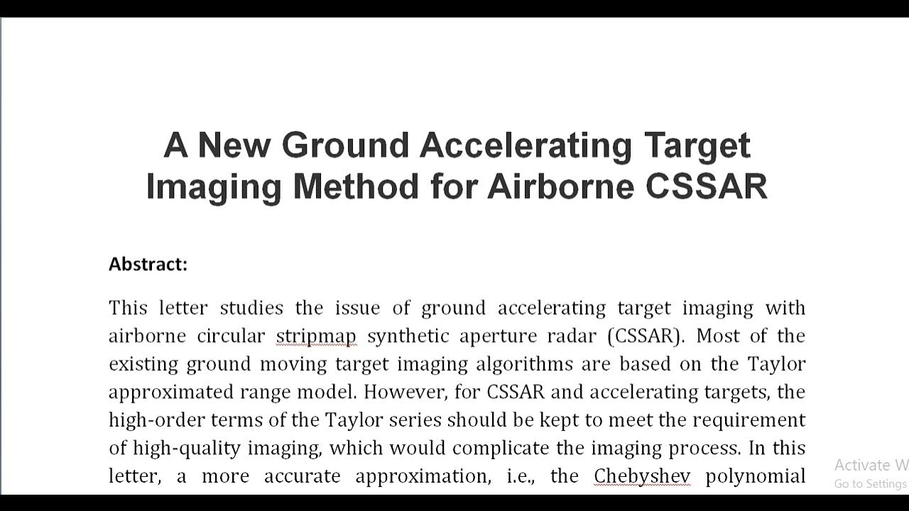 A New Ground Accelerating Target Imaging Method for Airborne CSSAR - YouTube