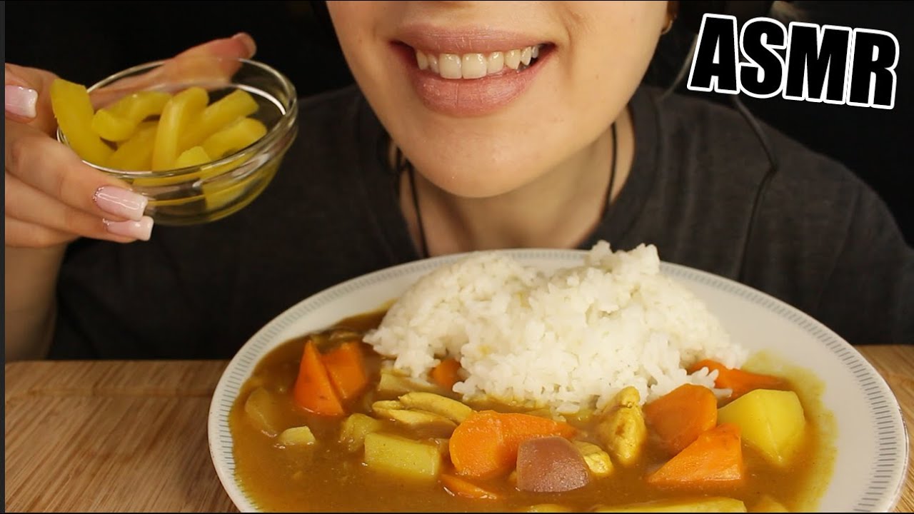 ASMR JAPANESE CURRY w/ RICE + VEGGIES JAPANESE FOOD MUKBANG EATING ...