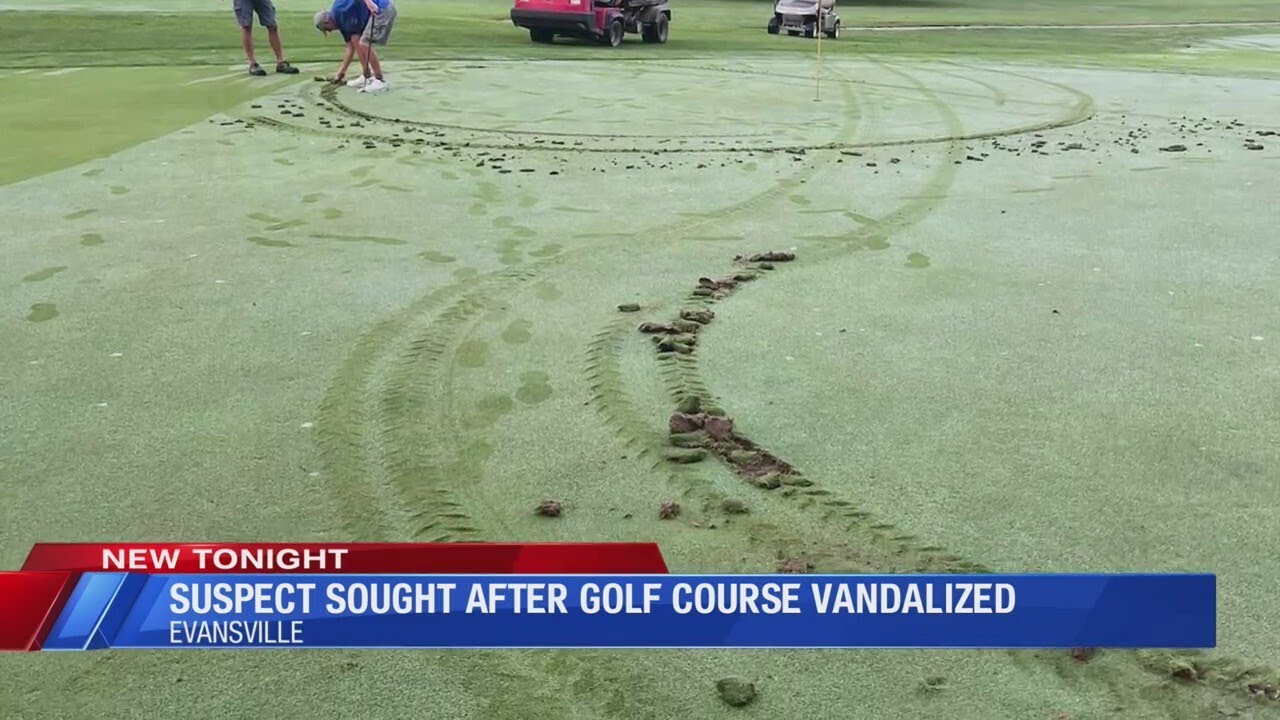 Suspect sought after Evansville golf course vandalized - YouTube