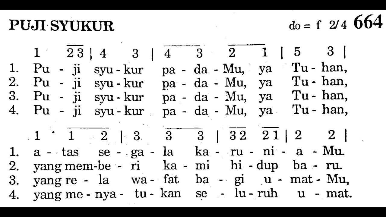 PUJI SYUKUR - Puji Syukur No. 664 - Lagu Rohani Katolik - YouTube