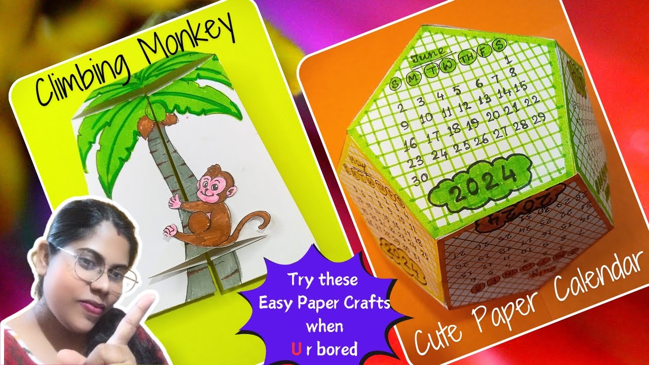 Fun Paper Crafts for Kids - Easy Monkey Climbing on a Coconut Tree Art ...