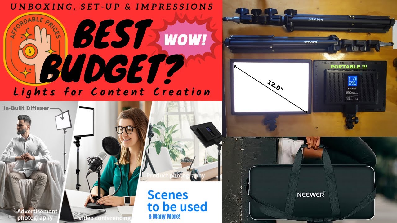 Best BUDGET Lighting Kit for Content Creators? Neewer 13" LED Panel ...