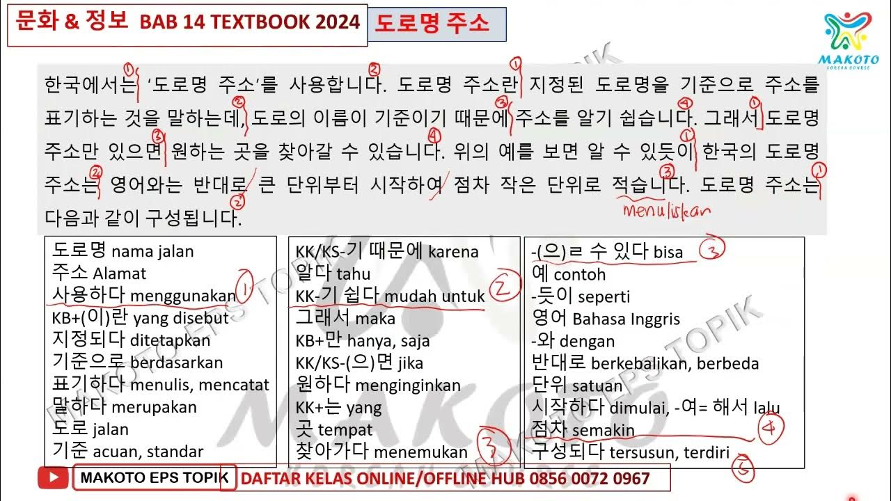 MUNHWA DAN JONGBO BAB 14 TEXTBOOK 2024 도로명 주소 I CARA CERDAS MENGARTIKAN KALIMAT PANJANG - YouTube