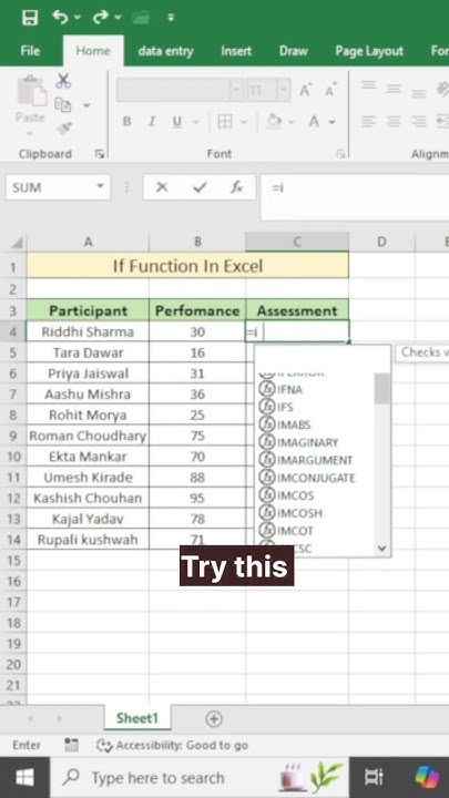If Function In Excel 🙌🏻😎#computereducation #exceltricks #dataentry #computertechnic - YouTube
