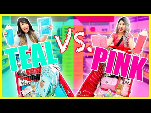 BACK TO SCHOOL SUPPLIES SHOPPING CHALLENGE! PINK VS. TEAL