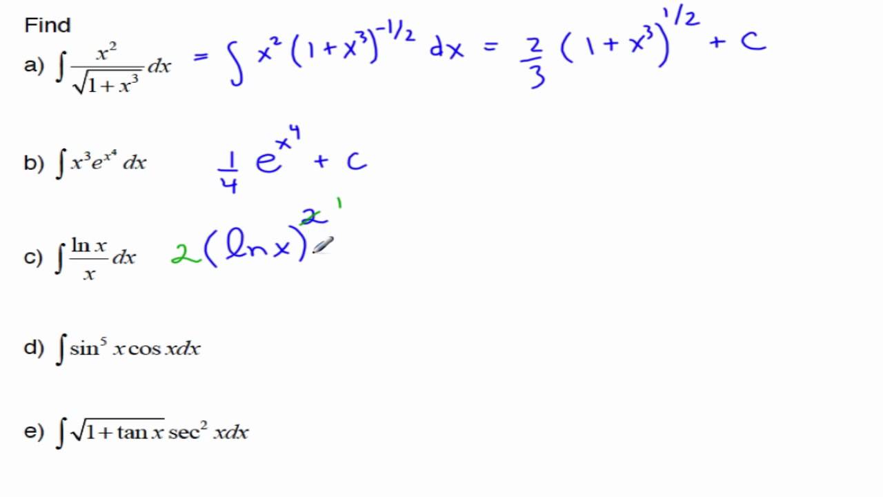 Integrals By Inspection YouTube