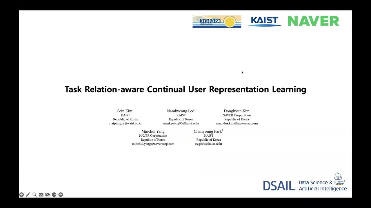 KDD 2023 - Task Relation-aware Continual User Representation Learning - YouTube