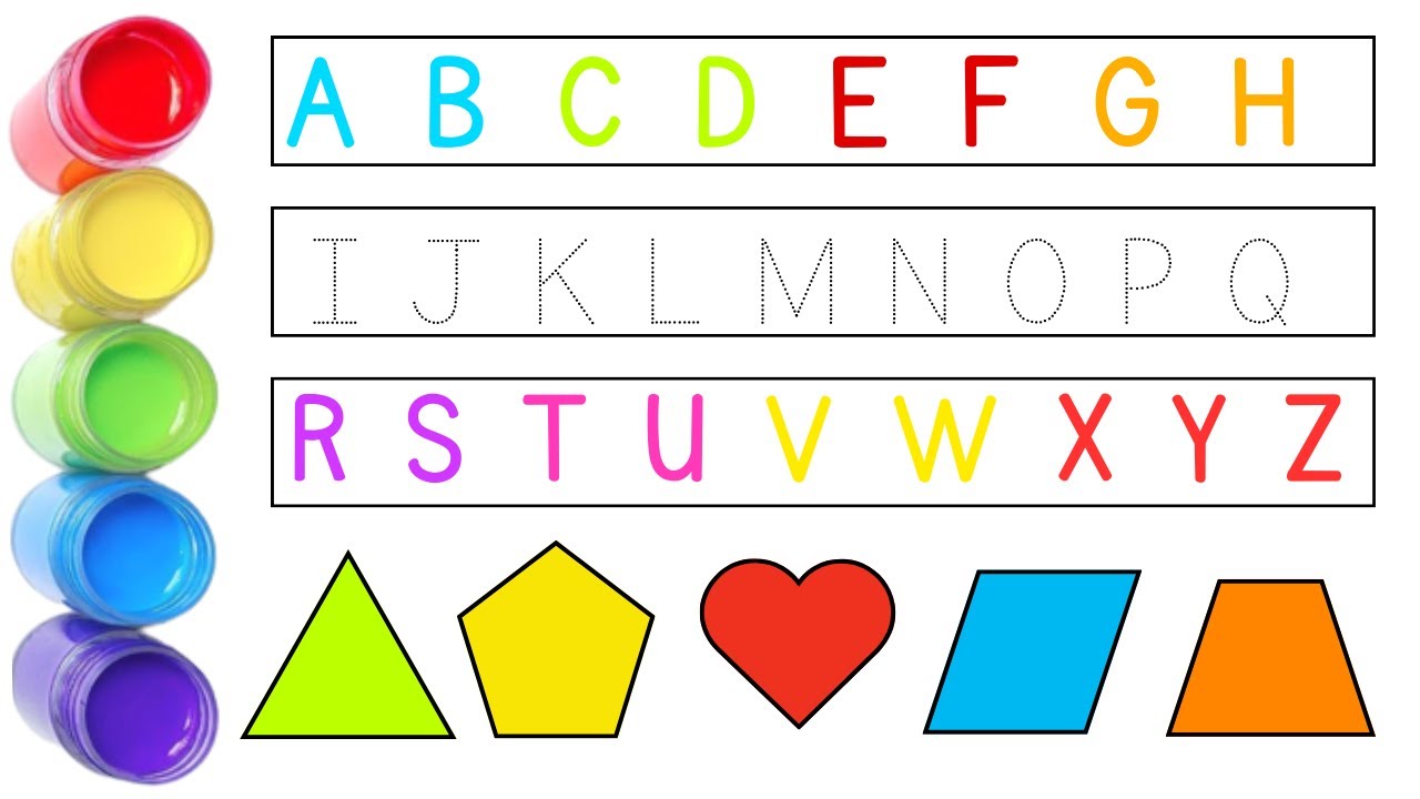 ABCD ALphabets writing for kids, Shapes names and coloring for kids ...