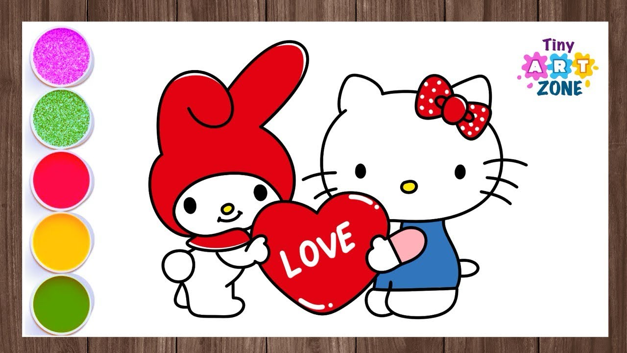 How to Draw Hello Kitty with Melody Easy for Kids | Hello Kitty ...
